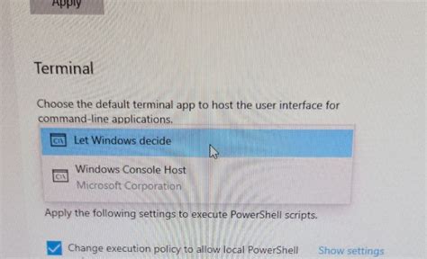 Terminal Choose The Default Terminal App To Host The User Interface For Command Line