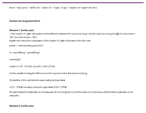 Math 1281 Ay2021 T5 Solutions For Assignment Unit 4 Solutions For Assignment Unit 4 Element