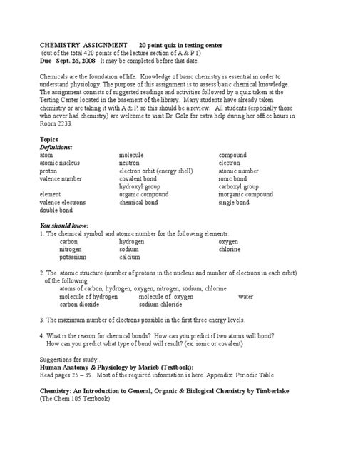 Chemistry Homework Assignment Chemical Bond Atoms
