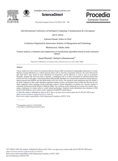 pdf feature analysis evaluation and comparisons of classification