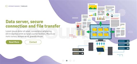 Data Server Secure Connection And File Transfer Stock Vector Colourbox