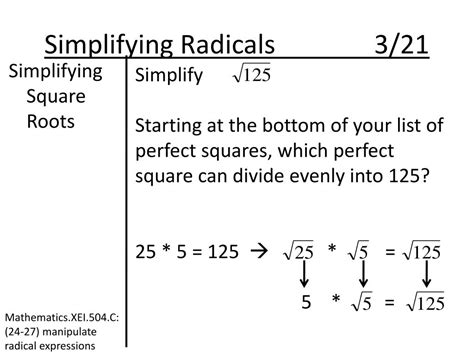 PPT Simplifying Radicals 3 21 PowerPoint Presentation Free Download ID 1894347