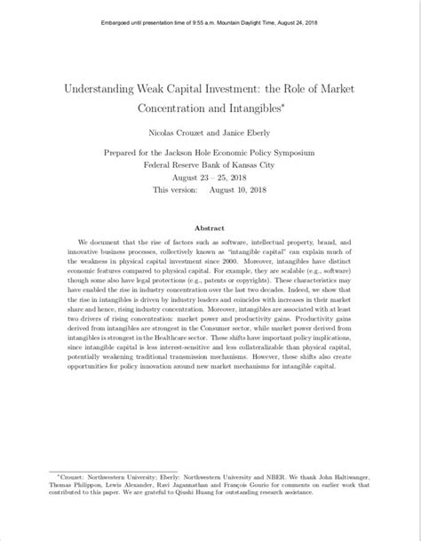 Understanding Weak Capital Investment By Nicolas Crouzet And Janice