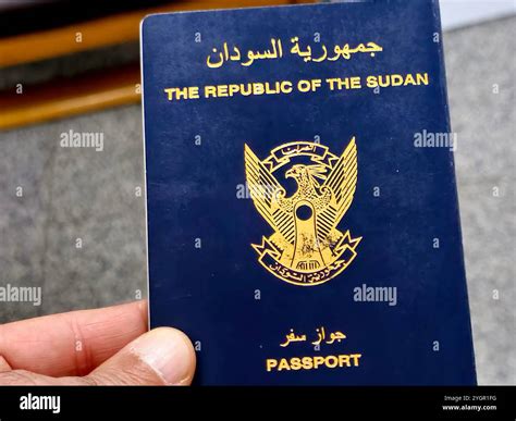The Republic Of Sudan Passport With A Gilded Falcon In The Center Of