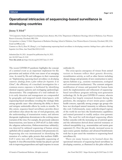 Pdf Operational Intricacies Of Sequencing Based Surveillance In Developing Countries