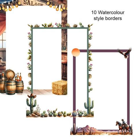 Wild West Borders 10 Frames Bundle Digital Download A4 And 85x11 Png