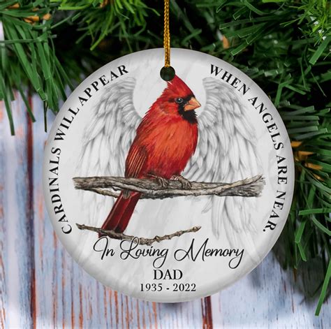 Personalized Custom Memorial Cardinal Ornament Cardinals Appear When