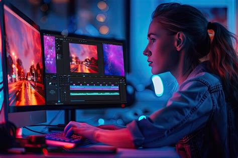 Premium Photo Woman Digital Editor Working On Photo Editing Software