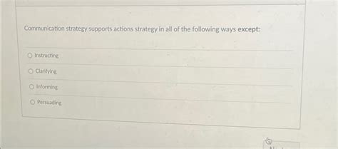Solved Communication Strategy Supports Actions Strategy In
