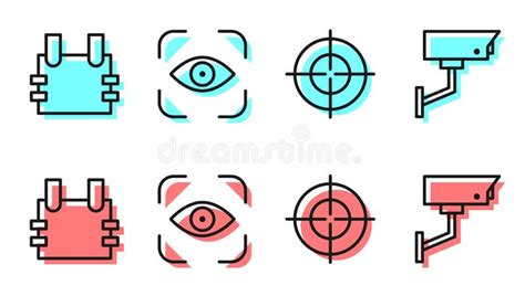 Set Line Target Sport Bulletproof Vest Eye Scan And Security Camera