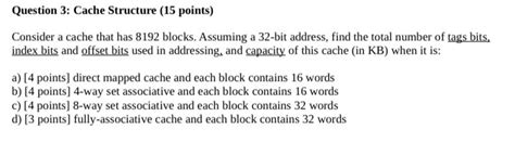 Solved Question Cache Structure Points Consider A Chegg