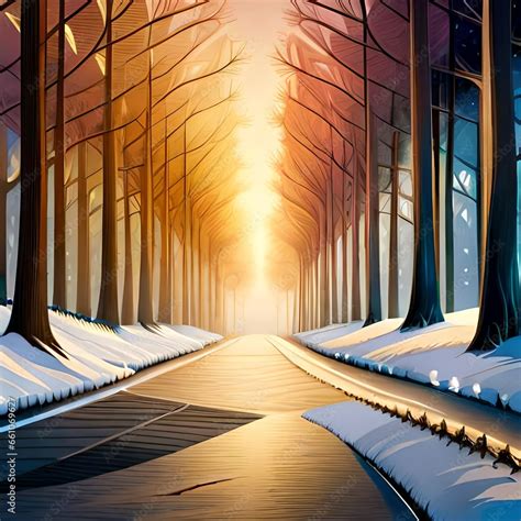 Tree In Line On The Raod Stock Illustration Adobe Stock