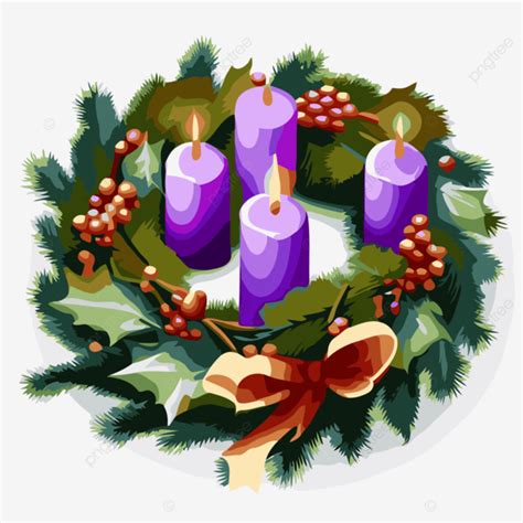 Advent Wreath Vector Sticker Clipart Christmas Wreathe With 3 Purple Candles Symbolizing The Advent Wreath Vector Sticker Clipart Christmas Wreathe With 3 Purple Candles Symbolizing The
