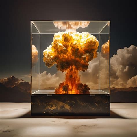 Premium Ai Image Explosion In A Cube Glass
