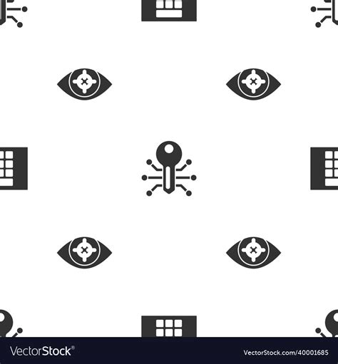 Set Password Protection Smart Key And Eye Scan Vector Image