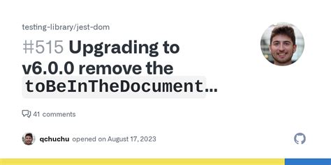 Upgrading To V600 Remove The `tobeinthedocument` Interface With Vitest · Issue 515 · Testing
