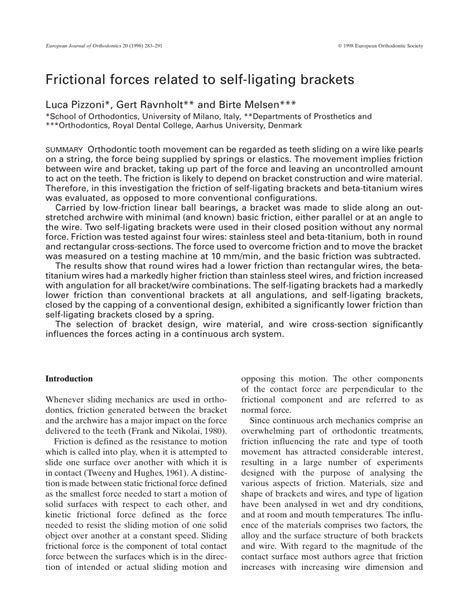 Pdf Frictional Forces Related To Self Ligating Brackets