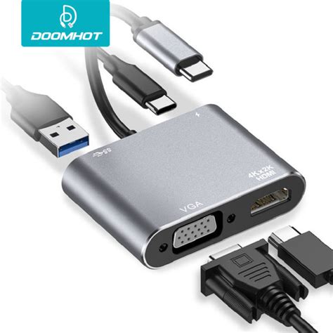 DoomHot USB C HUB To HDMI Adapter Type C To Hdmi Vga In In Hd Adapter Line To Hub
