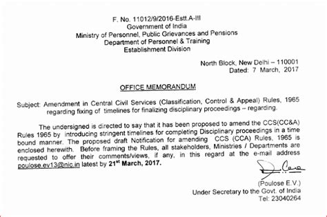 Amendment In Ccs Classificationcontrol And Appeal Rules 1965