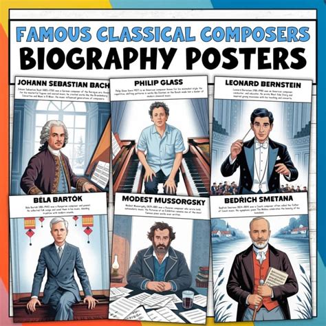 Famous Classical Composers Biography Posters Music Classroom Decor