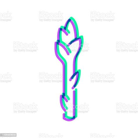 아스파라거스 흰색 배경에 두 가지 색상이 오버레이된 아이콘 3차원 형태에 대한 스톡 벡터 아트 및 기타 이미지 3차원 형태 개념 건강한 식생활 Istock