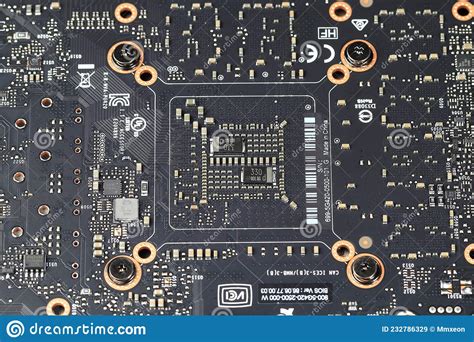 Computer Printed Circuit Board With Electronic Components After Used Stock Image Image Of