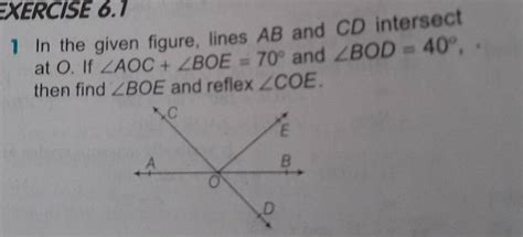 In The Given Figure Lines AB And CD Intersect At O If AOC BOE A