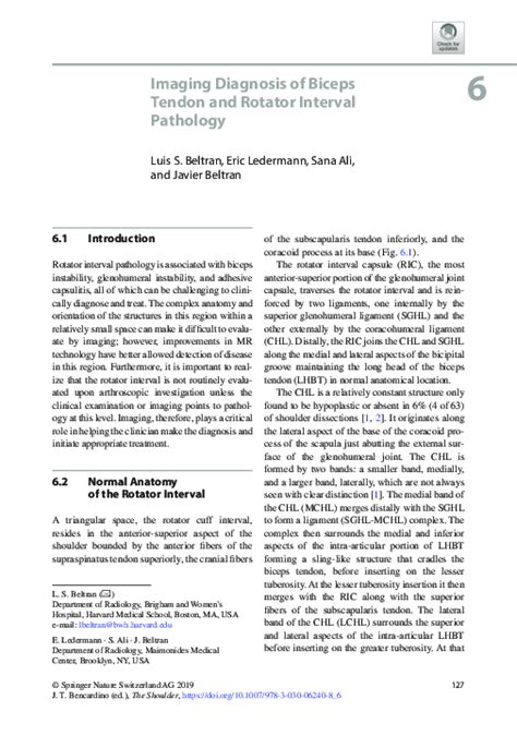 Pdf Imaging Diagnosis Of Biceps Tendon And Rotator Interval Pathology