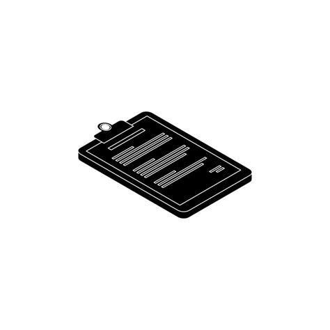 Clipboard Isometric Right View White Outline Icon Vector Isometric Flat Style Vector