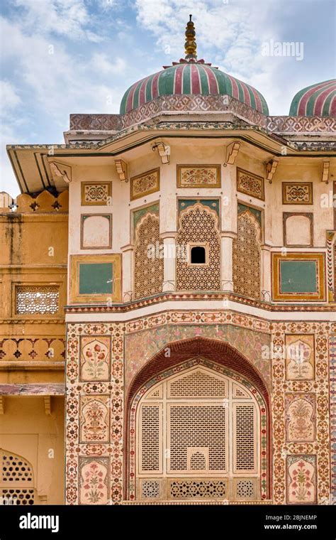 Beautifully Decorated Ganesh Pol Ganesh Gate Entrance To The Royal Palace At The Amer Fort In