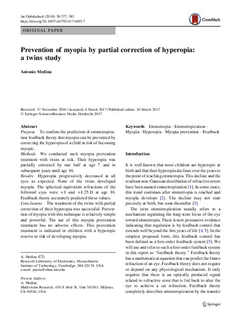 Pdf Prevention Of Myopia