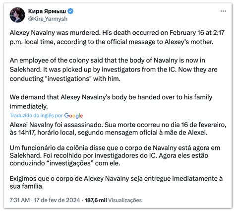 Porta Voz Confirma Morte De Navalny Opositor De Putin