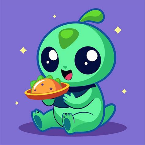 Premium Vector Cute Alien Taking Foods