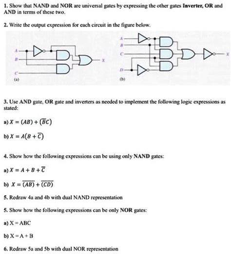 Get Answer 1 Show That Nand And Nor Are Universal Gates By Expressing The Other Gates