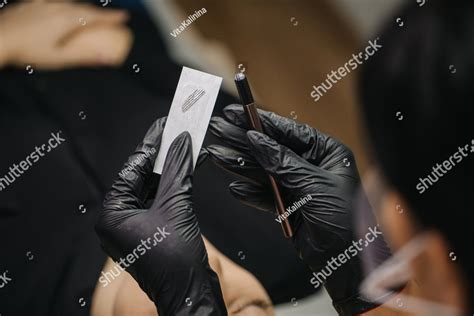 Microblading Blending Needle Macro Photography A Black Gloved
