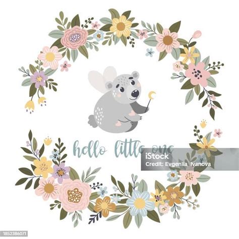 벡터 일러스트 레이 션 와 귀여운 요정 곰 포스터 스티커 카드 등을 인쇄하는 데 적합합니다 0명에 대한 스톡 벡터 아트 및 기타