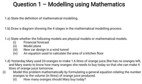 Solved Question 1 Modelling Using Mathematics 1 A State