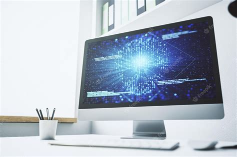 Premium Photo Creative Code Skull Sketch On Modern Laptop Monitor