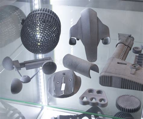 various objects printed 3d printer from molten plastic powder