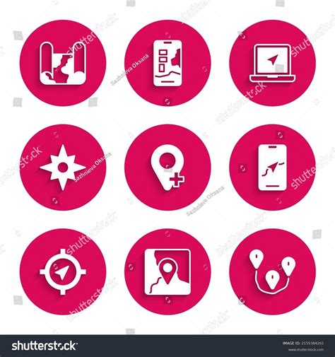 Set Location Folded Map Location Marker Stock Vector Royalty Free Shutterstock