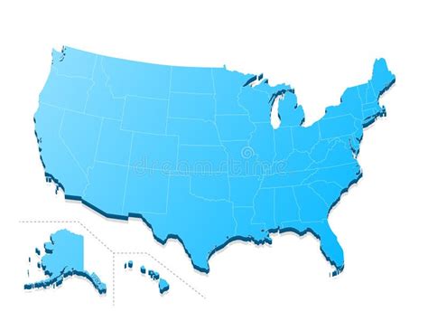 Minimalistic Map Of Usa Blue Color On White Raster Stock Illustration Illustration Of Icon