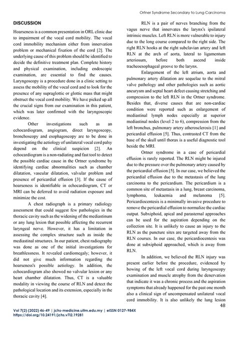 Unilateral Vocal Cord Immobility In A Massive Pericardial Effusion