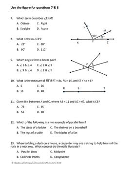 Geometry Test Foundations Of Geometry By My Geometry World TpT