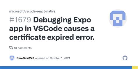 Debugging Expo App In VSCode Causes A Certificate Expired Error Issue Microsoft