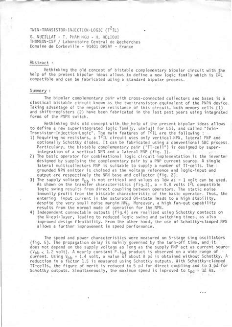 Pdf Twin Transistor Injection Logic T2il