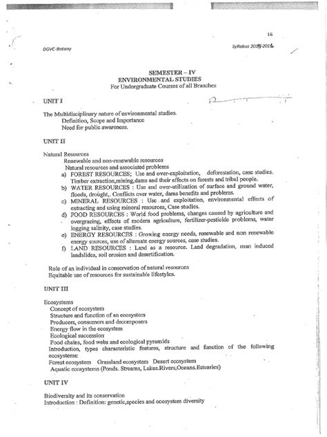 Evs Syllabus Pdf