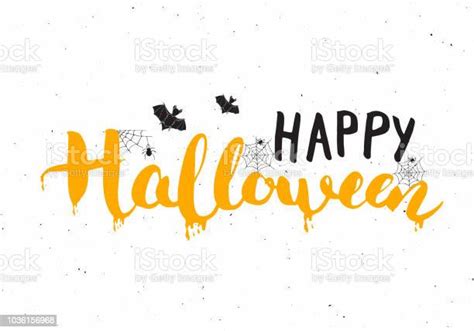 할로윈 인사말 카드입니다 서 예 문자 서명 하 고 손으로 그려진된 요소 파티 초대장 또는 공휴일 배너 디자인 벡터 일러스트 레이 션 10월에 대한 스톡 벡터 아트 및 기타