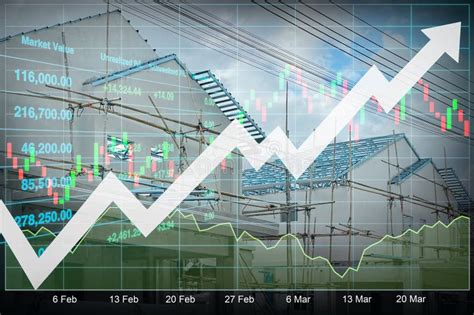 stock financial index with graph and chart show successful investment on construction industry
