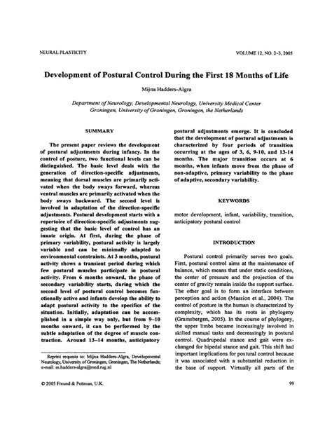 5development Of Postural Control During The First 18 Months Of Life