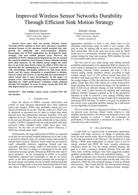 Pdf Improved Wireless Sensor Networks Durability Through Efficient